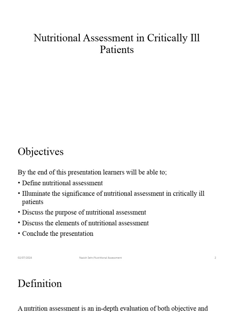 Nutritional Assessment in Critically Ill Patients | PDF | Intensive ...