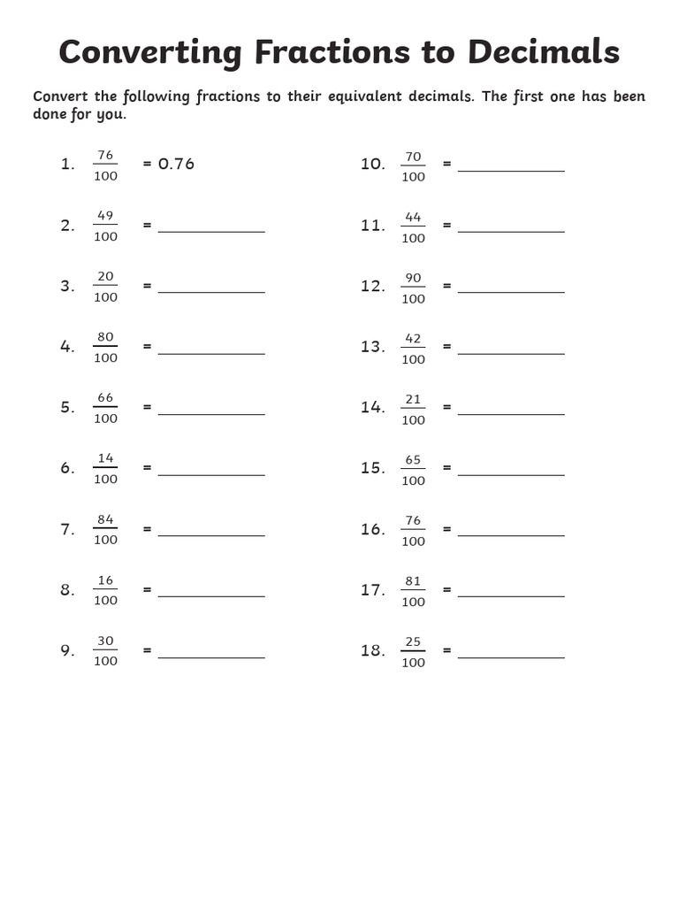 Converting Fractions To Decimals | PDF | Decimal | Numbers