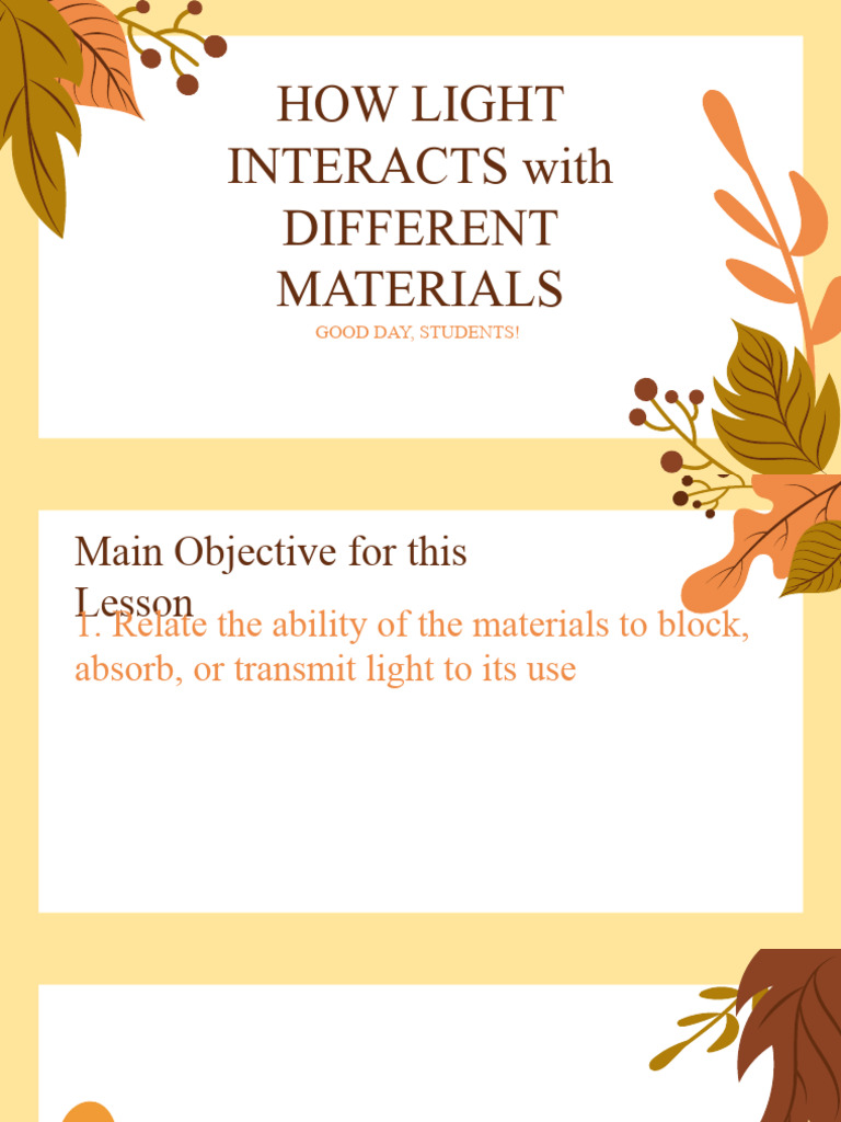 How Light Interacts With Different Materials | PDF | Light ...