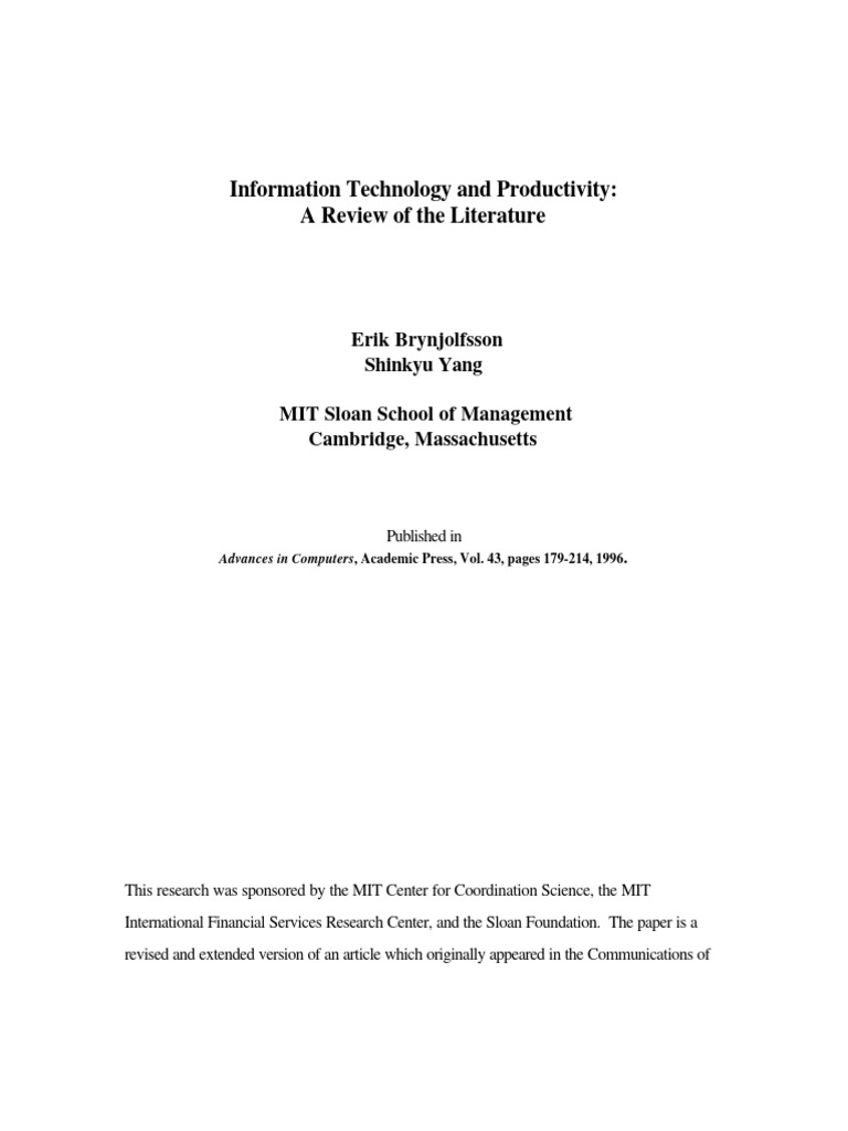 Information Technology and Productivity | PDF | Economic Growth | Economics