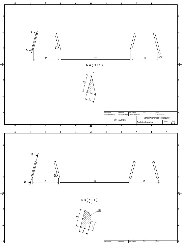 Vortex Generator Technical Drawings | PDF | Aerospace