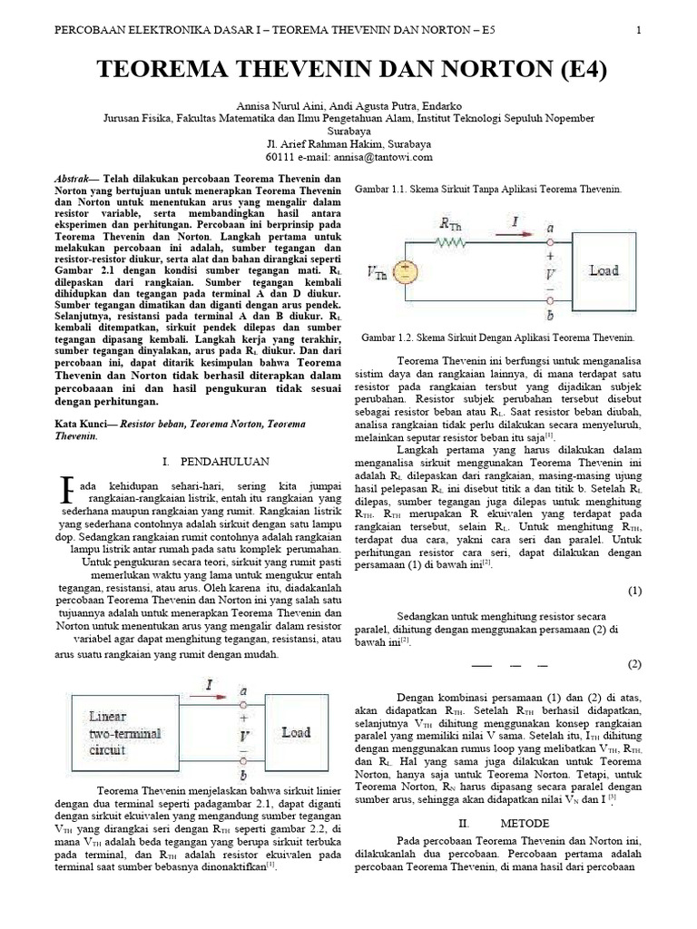 Theorema Thevenin Dan Norton E4 | PDF
