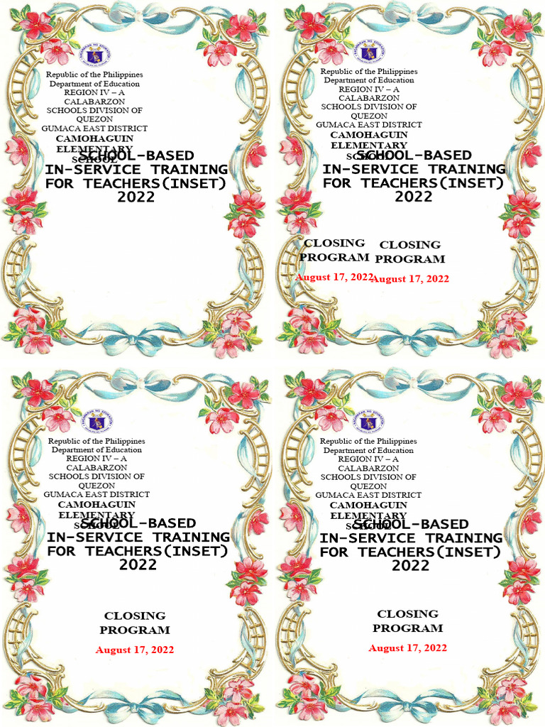 CLOSING PROGRAM INSET 2022 | PDF | Philippines