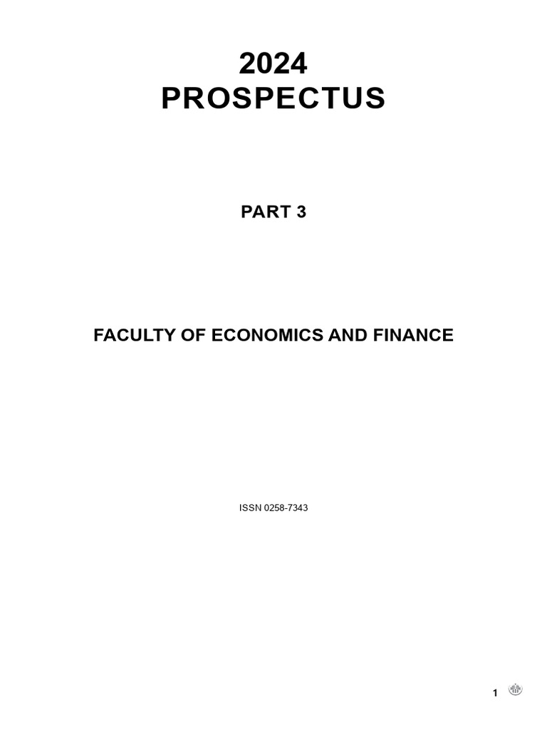 Economics and Finance - Prospectus - 2024 | PDF | Academic Degree ...