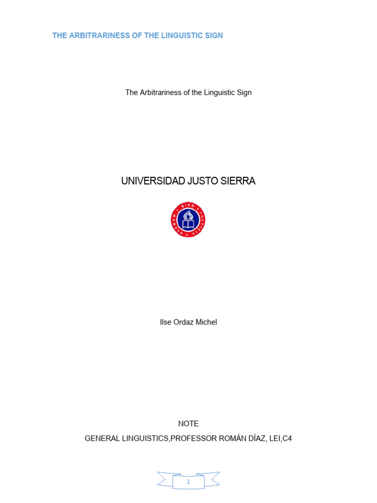 The Arbitrariness of The Linguistic Sign Ilse | PDF