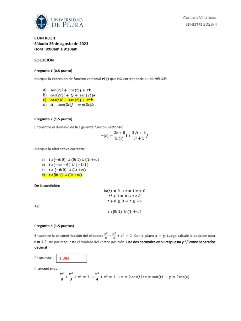 Control 1 Sábado 26 de Agosto de 2023 Hora: 9:00am A 9:20am Solución | PDF | Álgebra abstracta ...