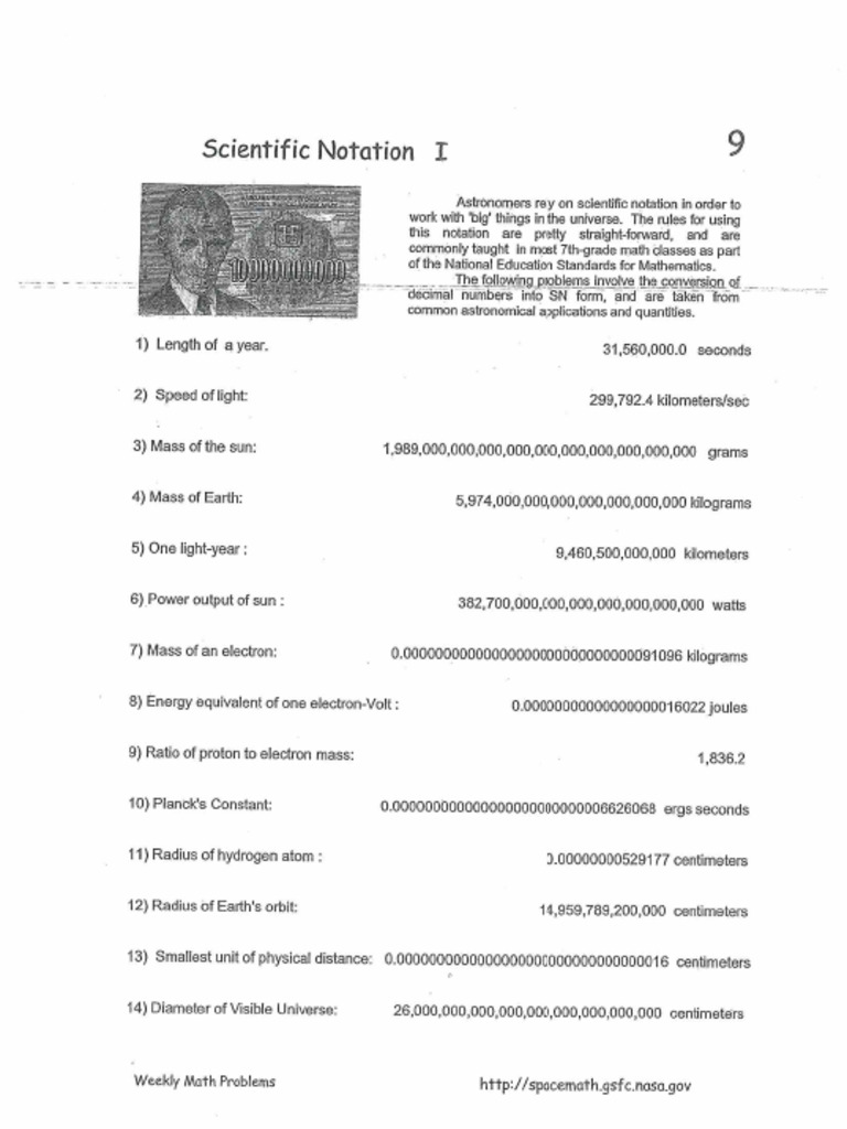 Scientific Notation Practice Astrophysics | PDF