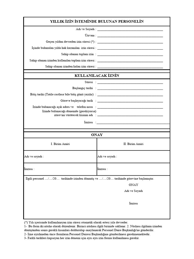 Yillik Izin Formu | PDF