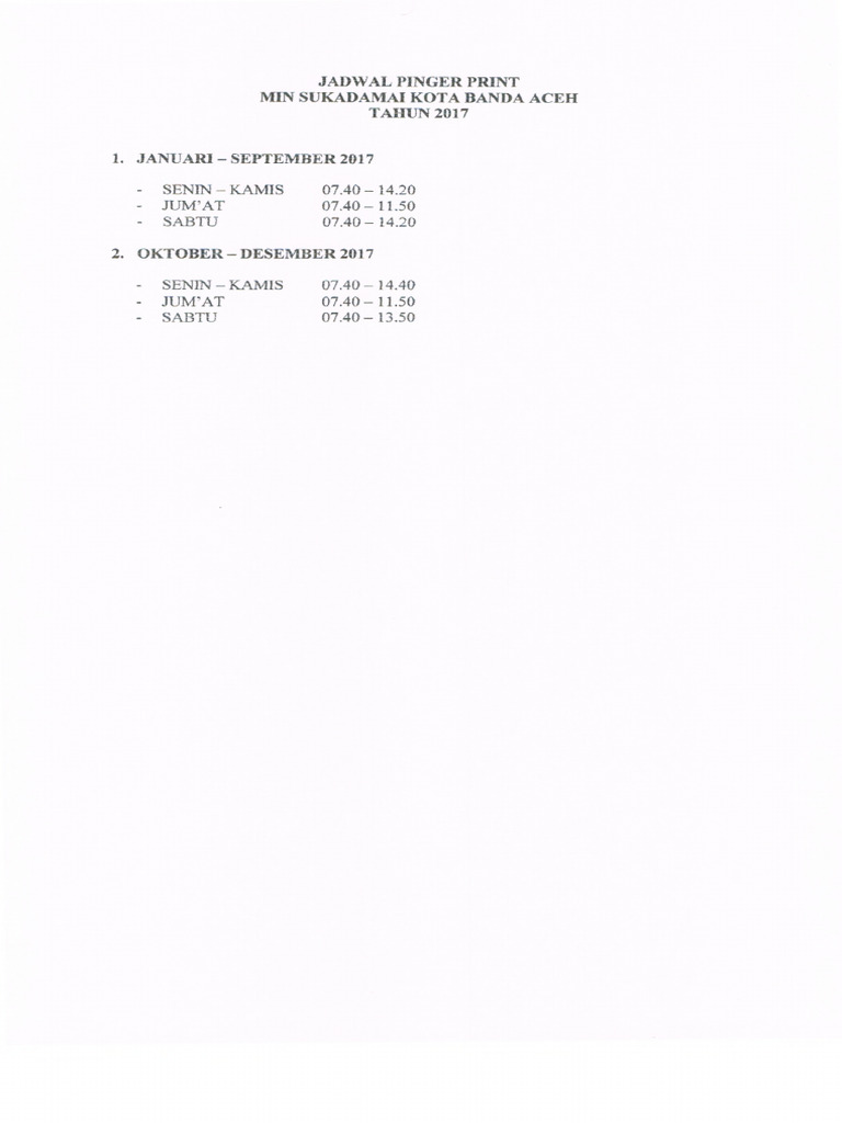 Jadwal Pinger | PDF