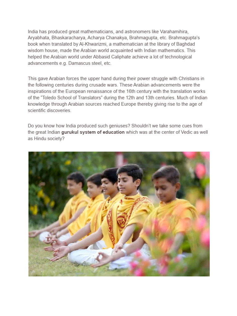 The Gurukul Education System in India | PDF | Guru | Vedas