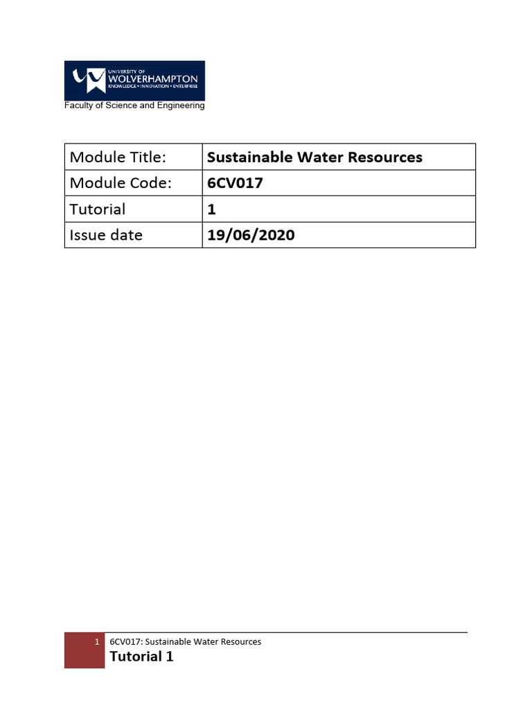 6CV017-Tutorial 1 | PDF | Water Resources | Water
