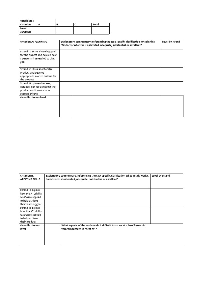 Supervisor's Marking Sheet Template_2021-22 (1) | PDF