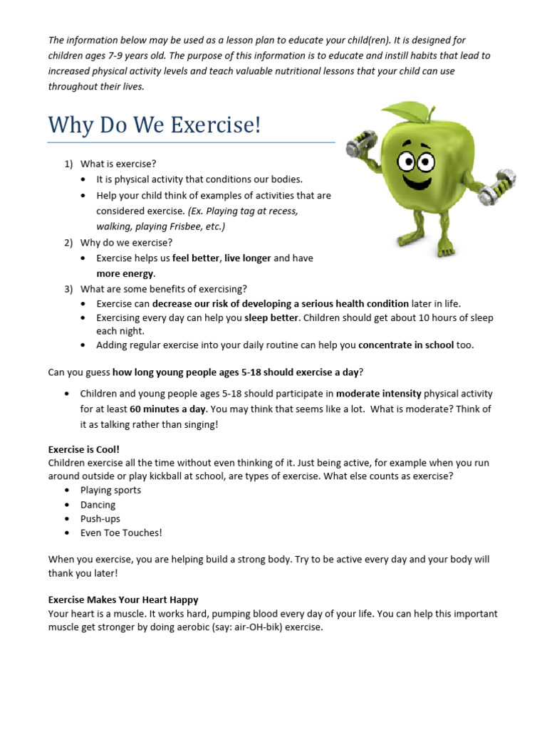 Why Do We Exercise Lesson | PDF | Aerobic Exercise | Heart