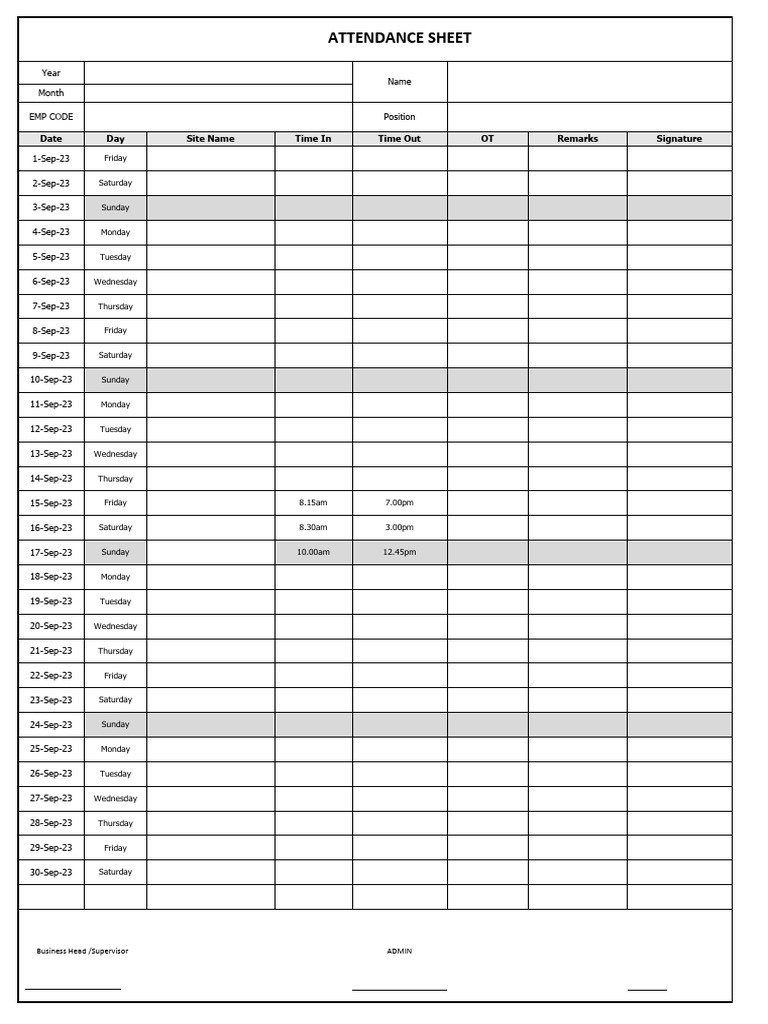 Employee Time Sheet-Draft | PDF