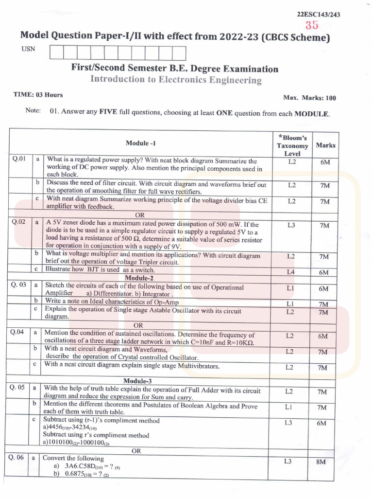 Esc Model Paper 1 Solution | PDF