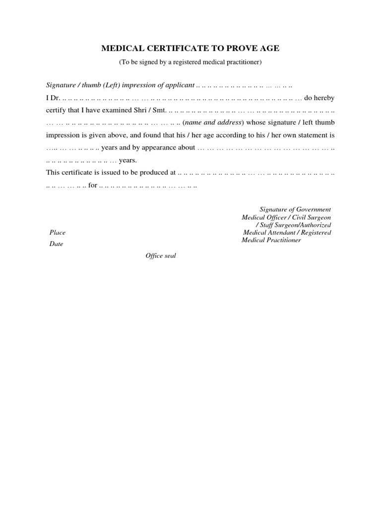 Age Certificate | PDF
