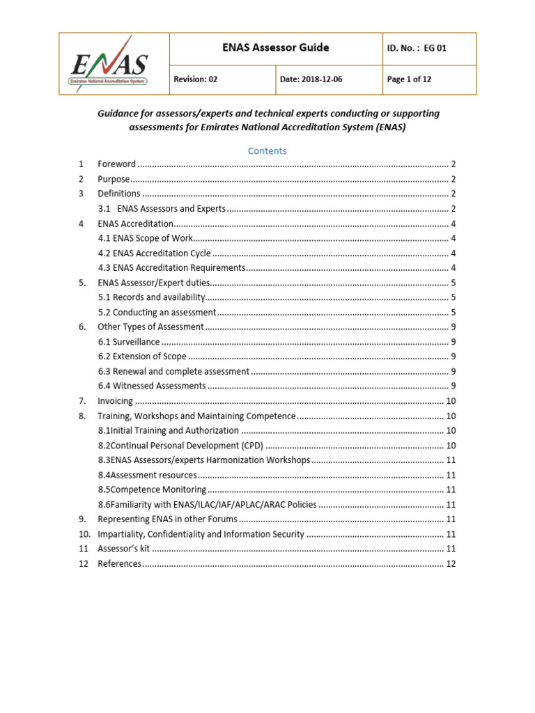 EG 01 ENAS Assessor Guide Rev2 | PDF | International Organization For ...