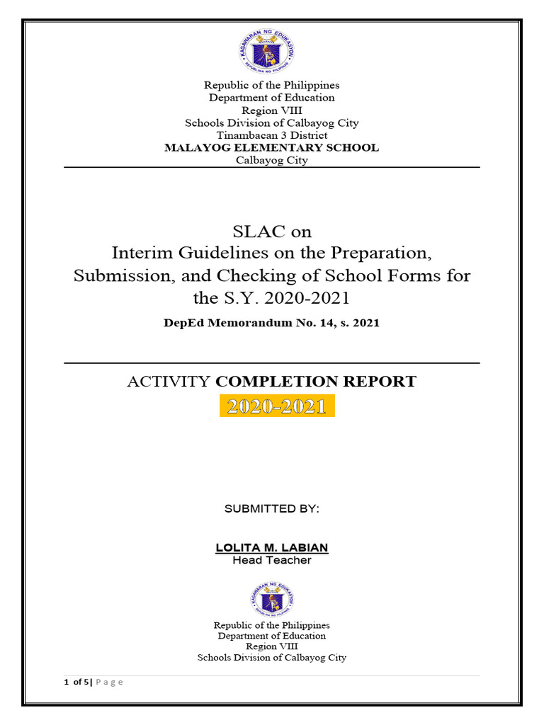 SLAC Guidelines for School Forms 2021 | PDF