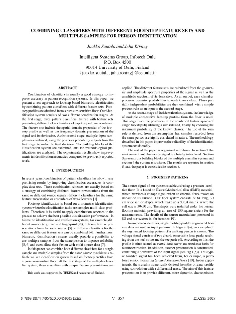 Combining Classifiers With Different Footstep Feature Sets and Multiple Samples For Person ...