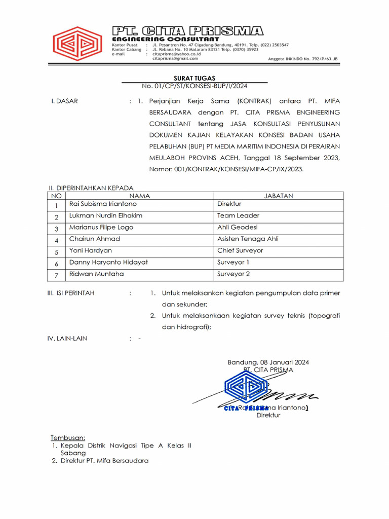 No. 01-CP-ST-KONSESI-BUP-I-2024 | PDF