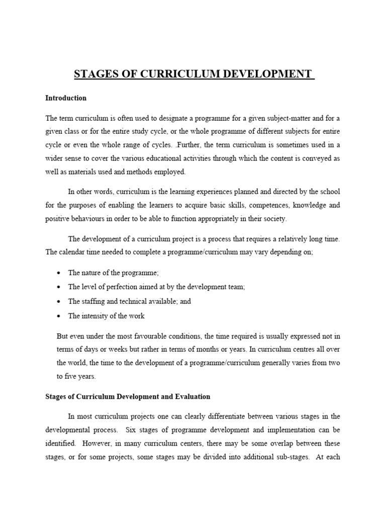 Stages of Curriculum Development | PDF | Curriculum | Teachers