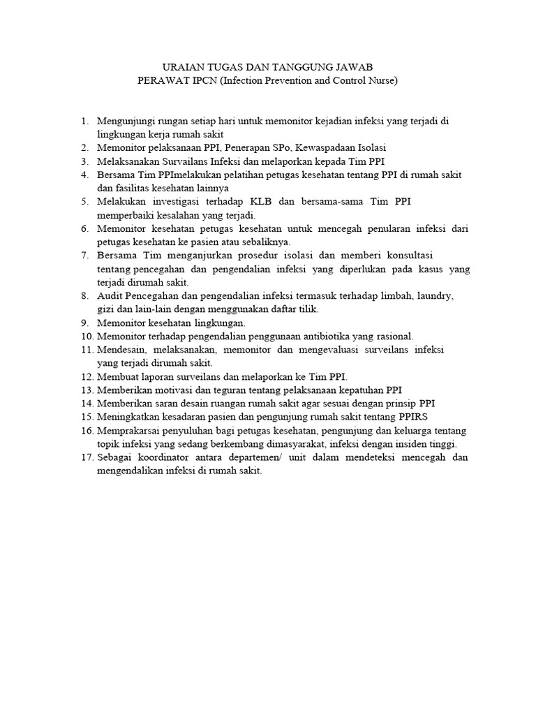 Uraian Tugas Dan Tanggung Jawab | PDF