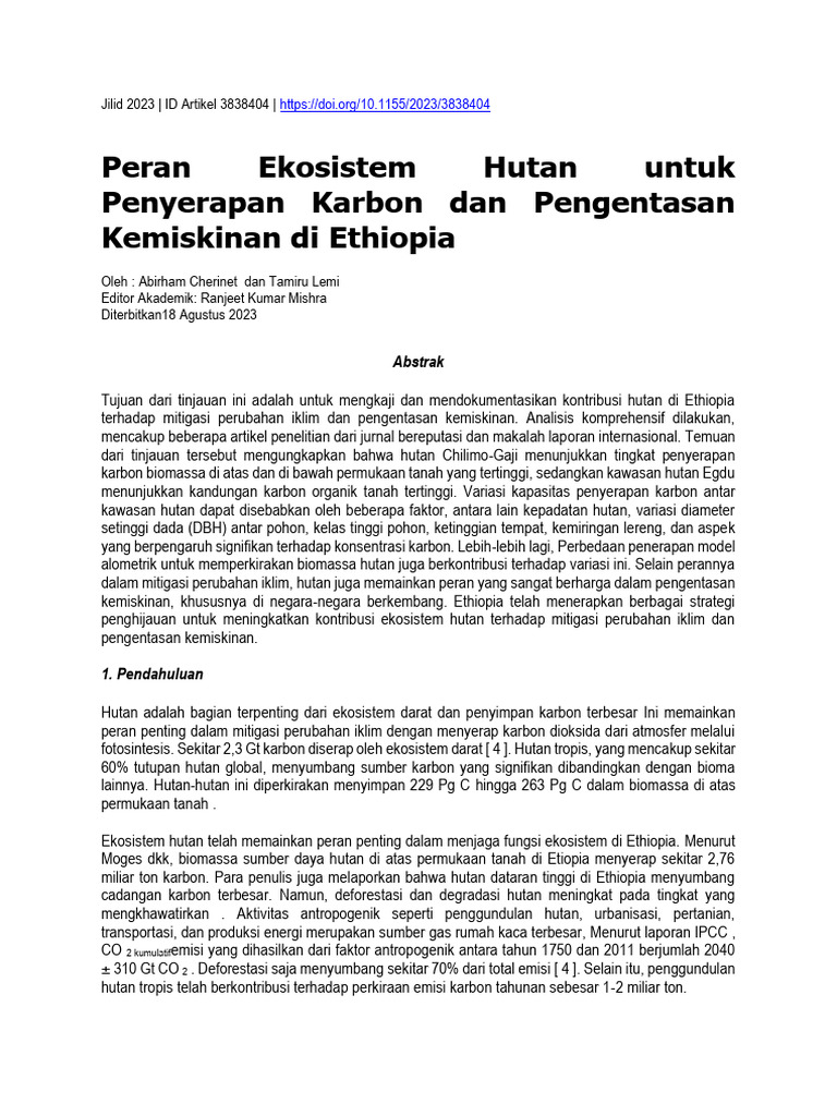 Hutan Ethiopia: Penyerapan Karbon & Kemiskinan | PDF