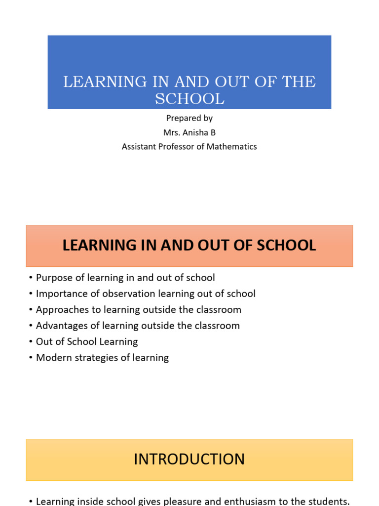 Learning Beyond Classroom Walls | PDF | Learning | Schools
