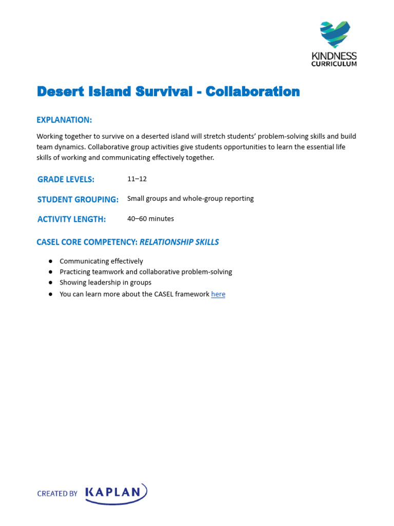 11 12 Collaboration Desert Island Survival | PDF | Behavior ...