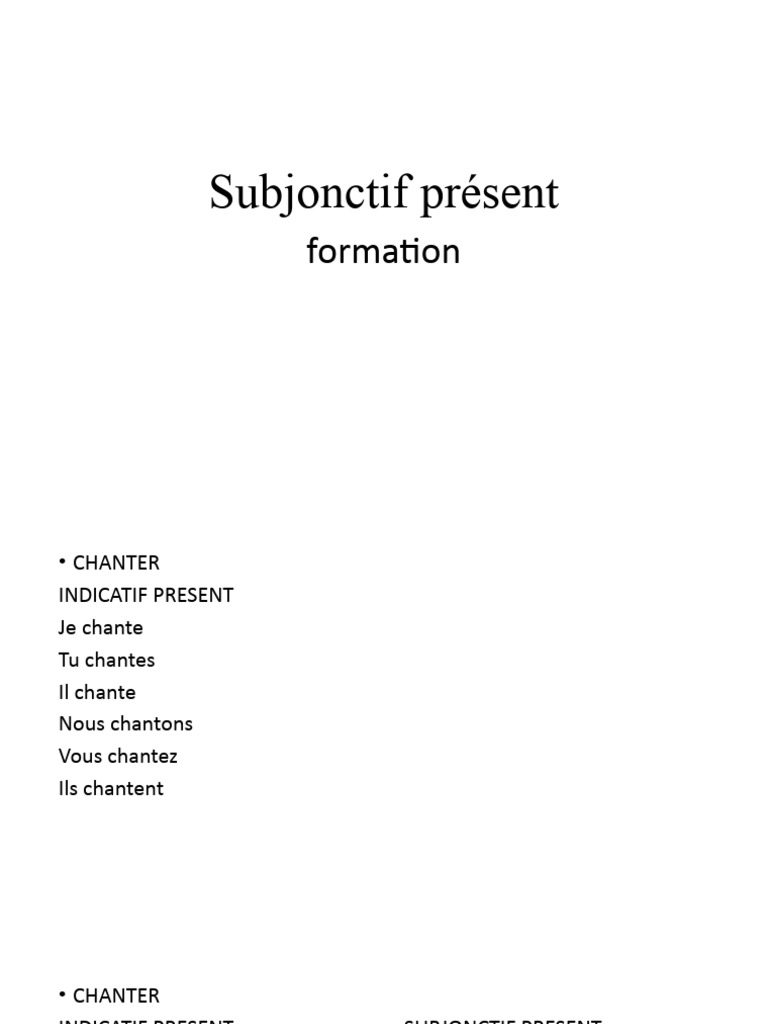 Subjonctif Present | PDF | Linguistique | Grammaire