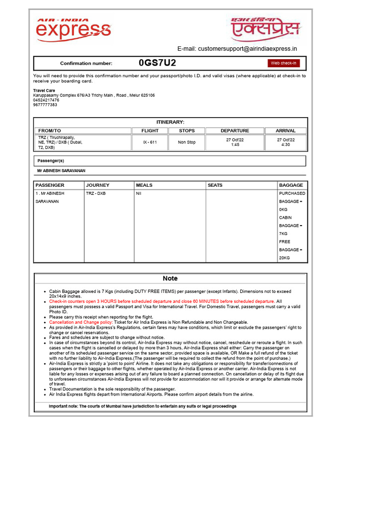 Air India Express-1 | PDF | Airlines | Travel Visa