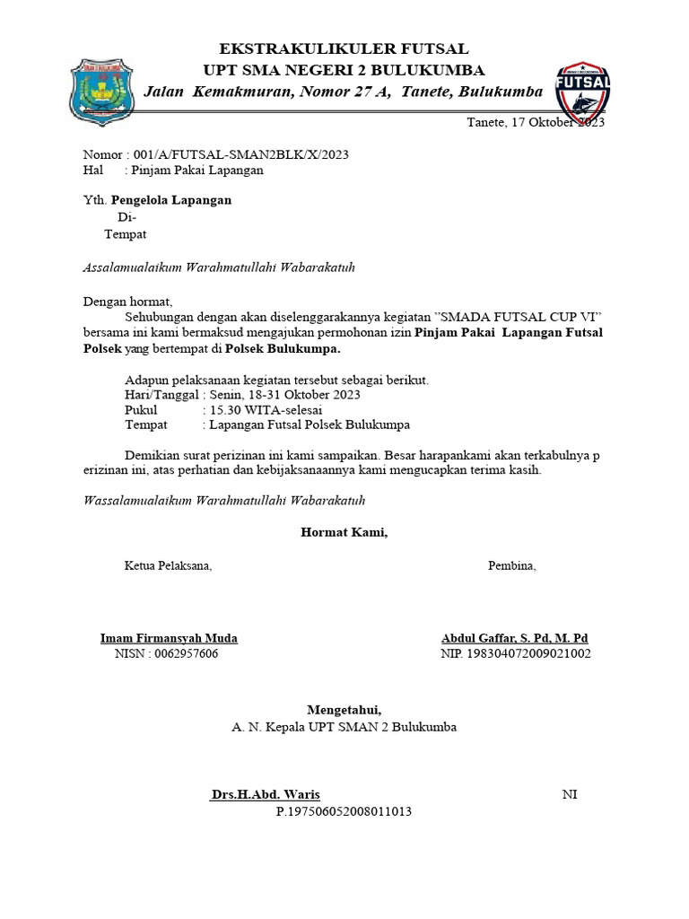 Surat Izin Lapangan | PDF