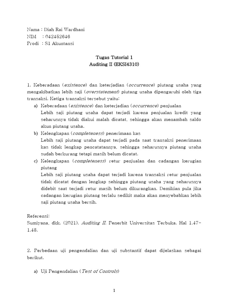 Tugas 1-Auditing II | PDF