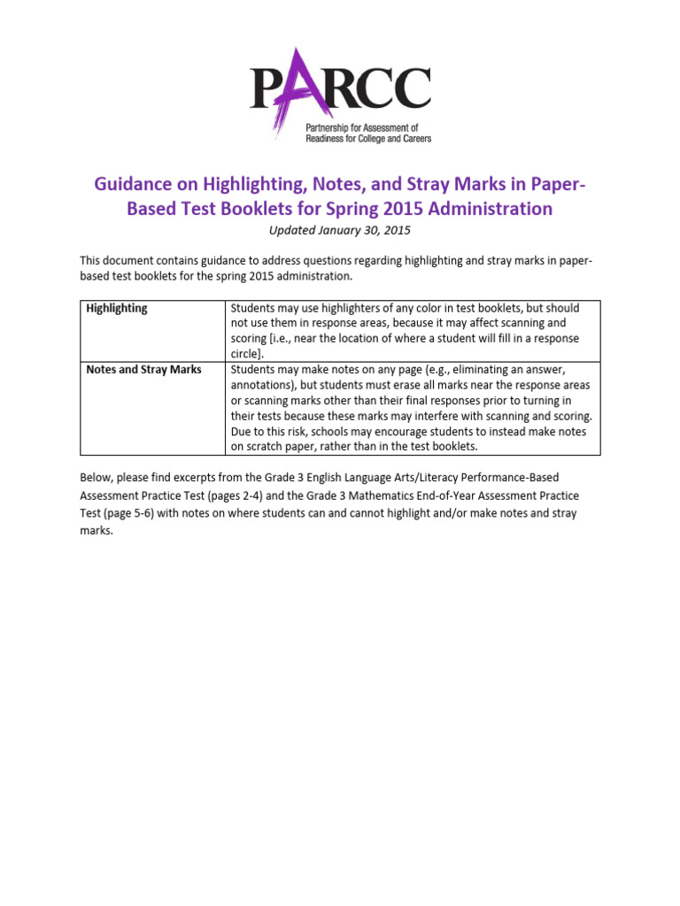 Highlighter and Stray Marks Guidance 1 28 15 | PDF