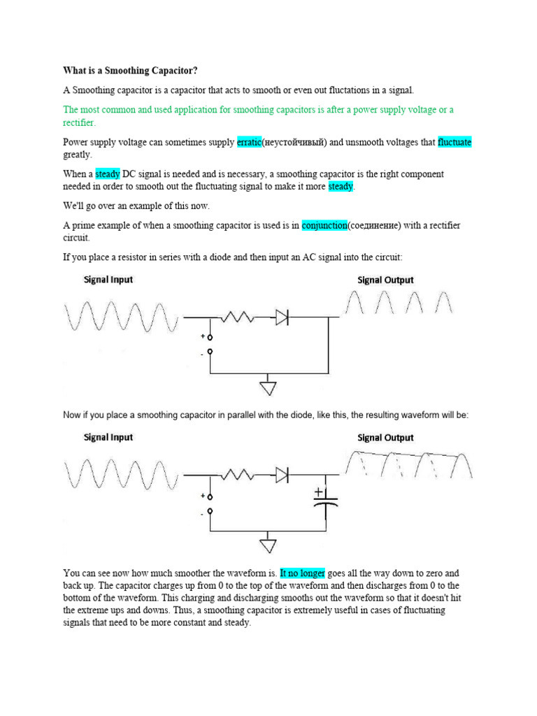 Understanding Smoothing Capacitors | PDF