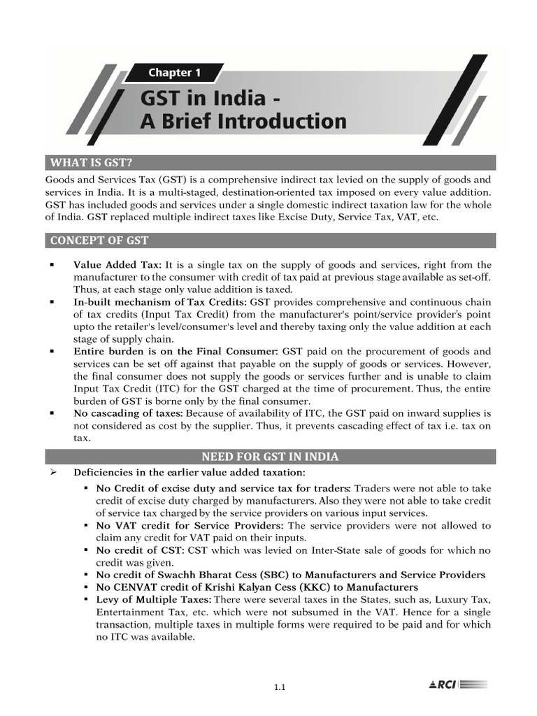 Introduction of GST FM24-1 | PDF | Taxes | Taxation