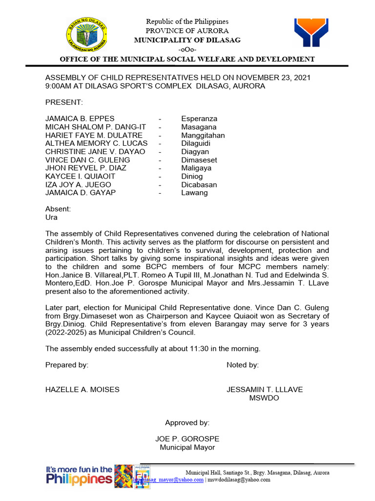 Child Rep Assembly 2021 | PDF