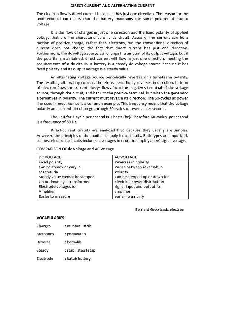 Direct Current and Alternating Current | PDF | Direct Current | Electric Current