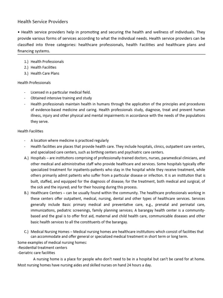 Understanding Health Service Providers | PDF | Health Care | Pharmacy