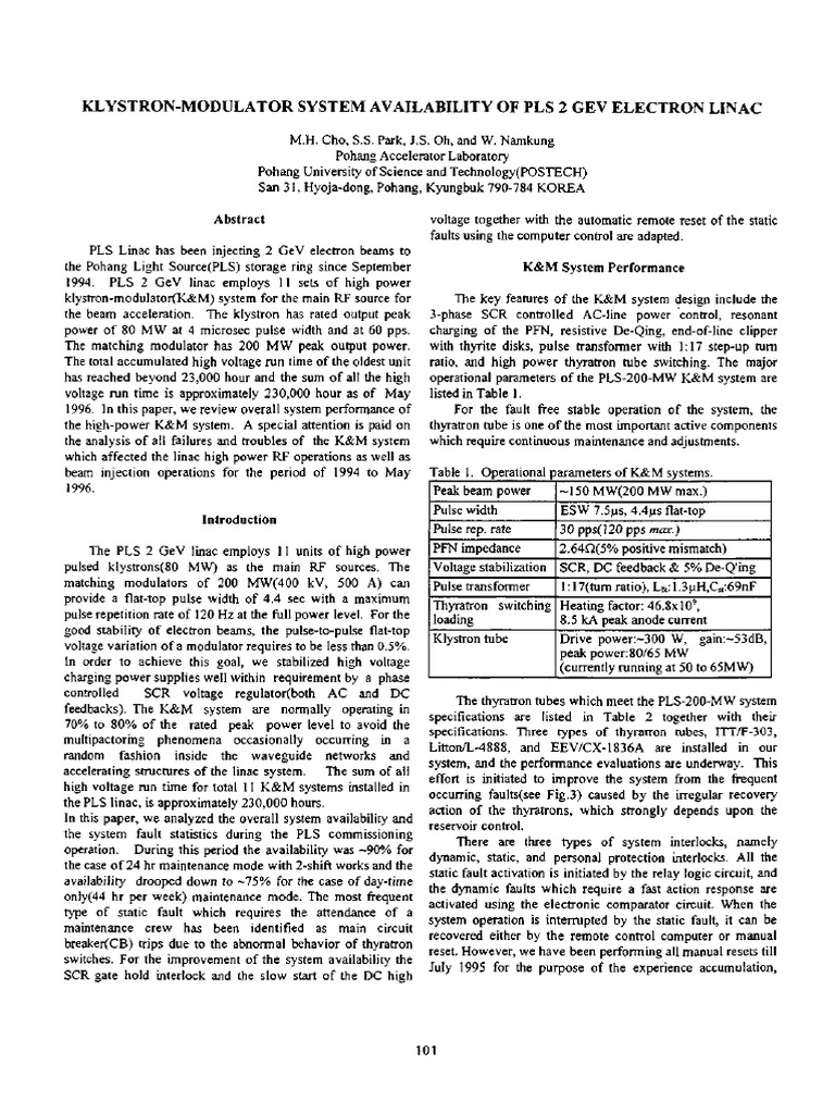 Klystron Modulator Availbility | PDF | Vacuum Tube | Electrical Components