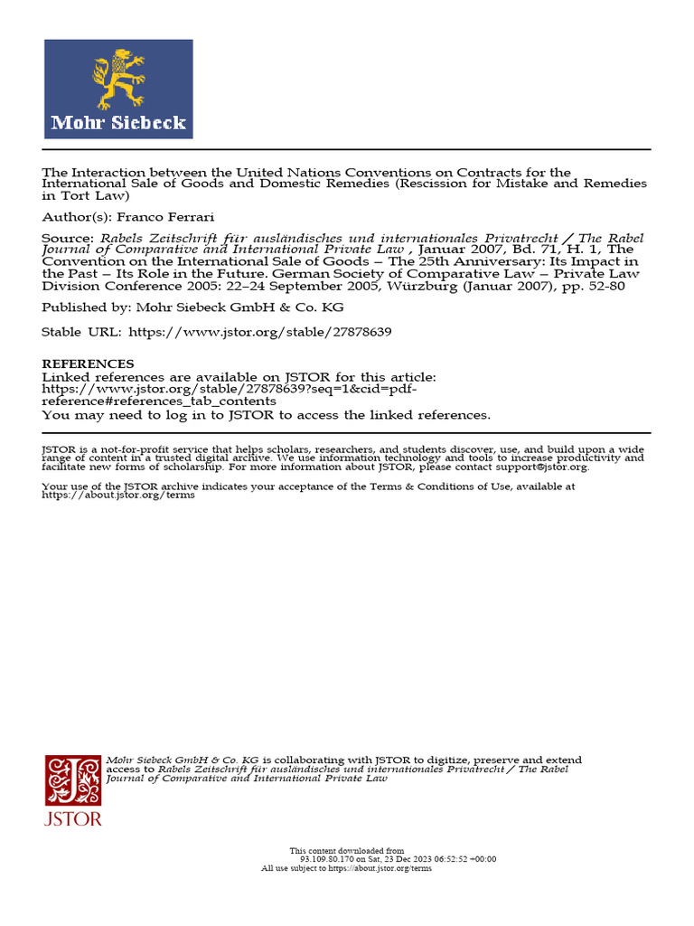 CISG and Domestic Remedies Interaction | PDF | Specific Performance ...