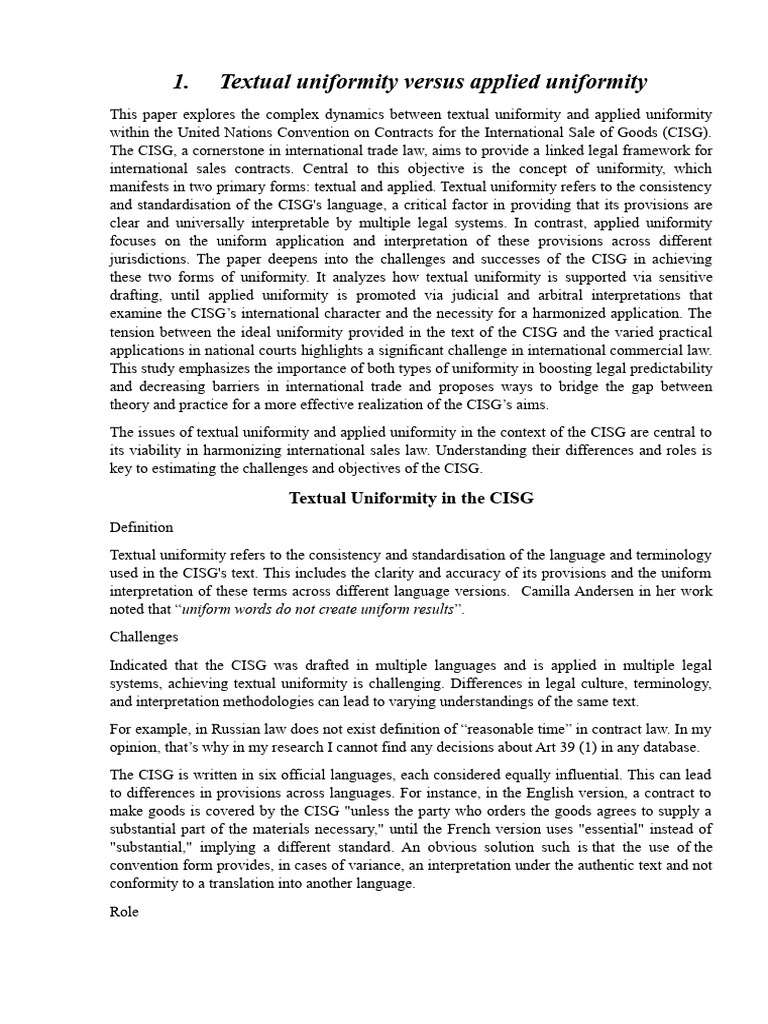 Uniformity Challenges in CISG Law | PDF | Precedent | Justice