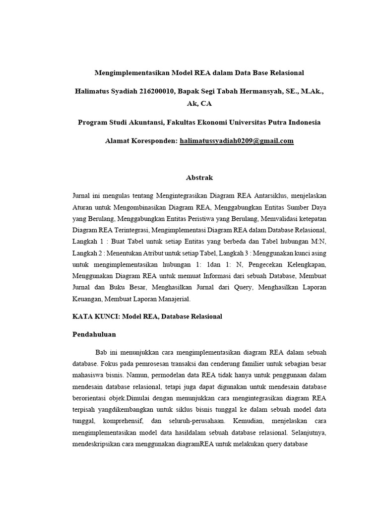 Implementasi Model REA dalam Database | PDF