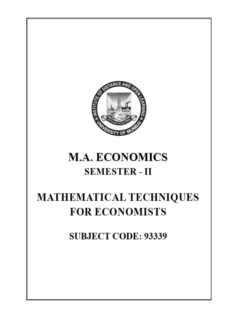 Mathematical Techniques For Economists English Version | PDF | Conceptual Model | Set (Mathematics)