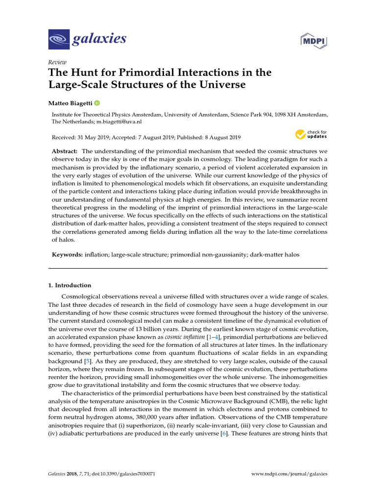The Hunt For Primordial Interactions In The Large Scale Structures Of The Universe Pdf