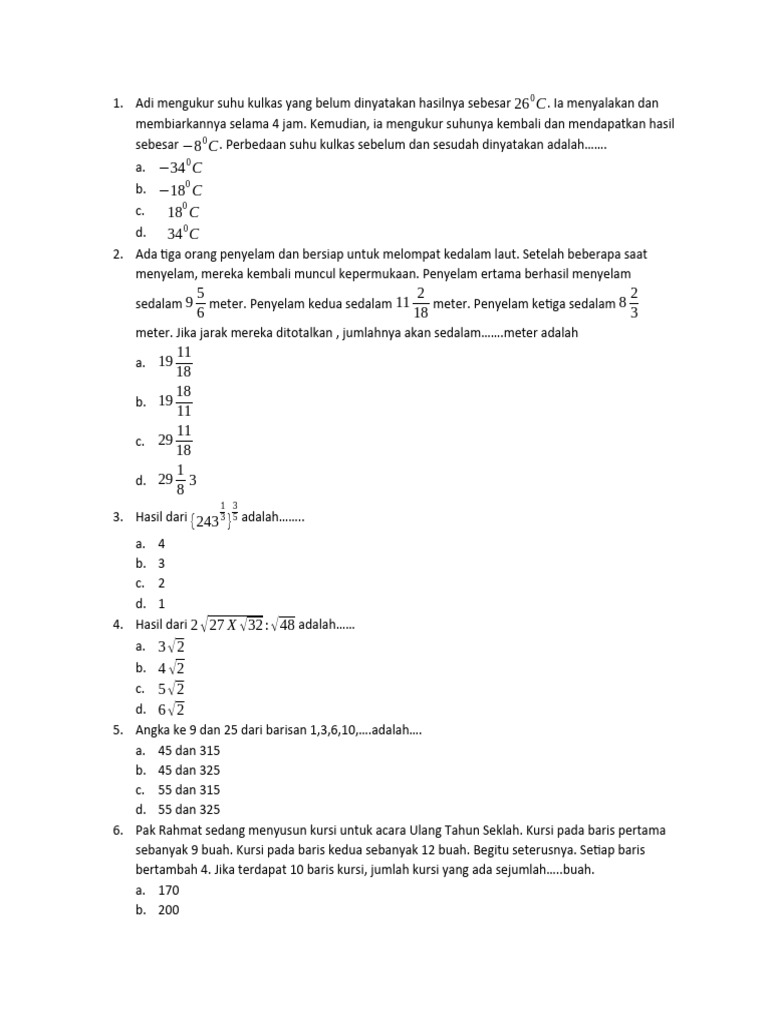 Matematika Tryout | PDF