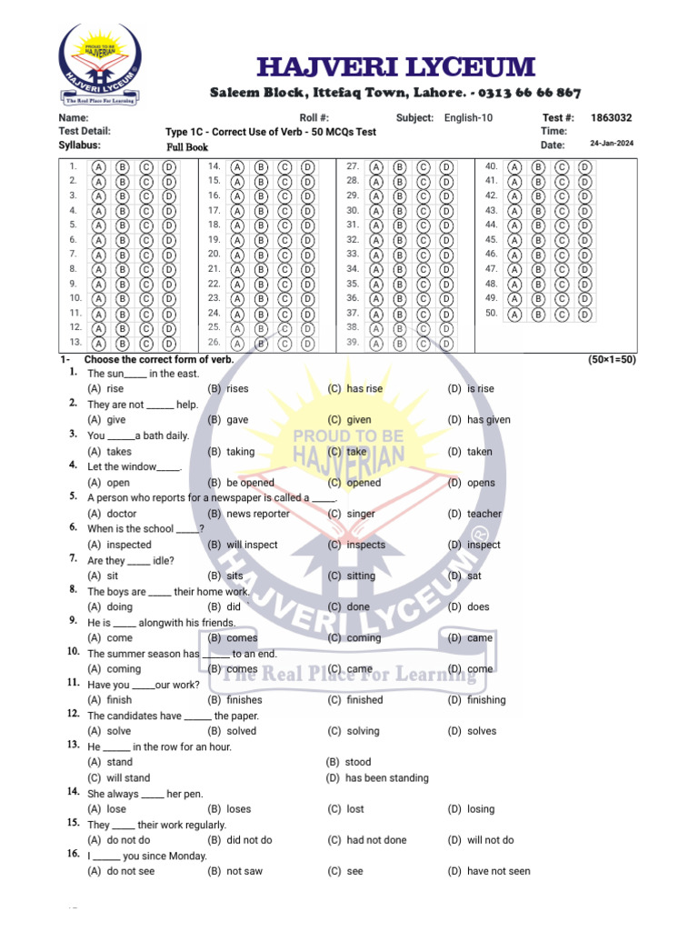 Grammar Test | PDF