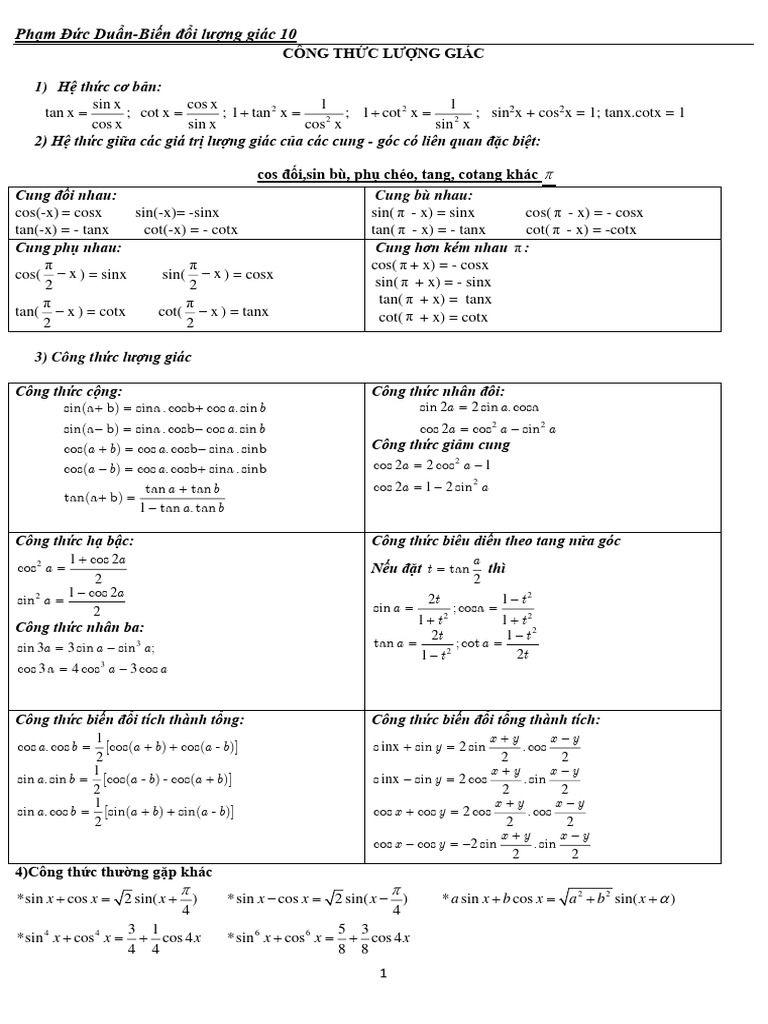 3.cong Thuc LG (Duan) | PDF