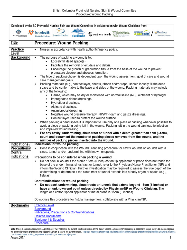 Procedure Wound Packing | Download Free PDF | Wound | Clinical Medicine