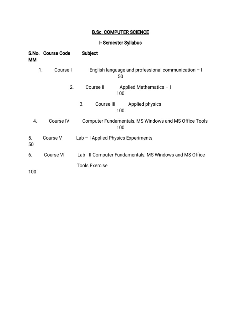 B.Sc. Computer Science Syllabus Overview | PDF | Lexicology | Arithmetic